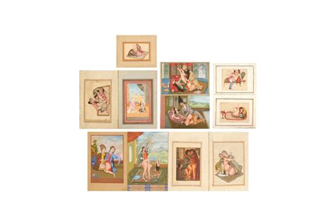 Sold At Auction A Group Of Thirteen Persian Erotic Album Pages Iran
