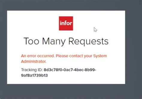 ‘too Many Requests Error When Logging Into Infor Crm Via Mingle