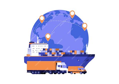 Premium Vector Logistics Concept Using Multimodal Transport Vector Illustration