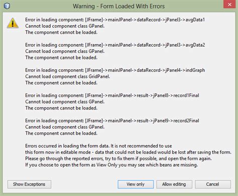 Java Form Loading Error In Netbeans Matisse Stack Overflow