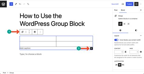 how to use the wordpress group block gutenberg
