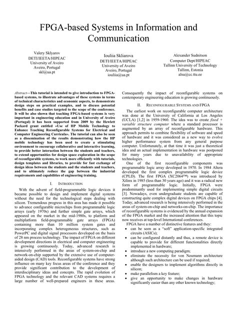 Pdf Fpga Based Systems In Information And Communication