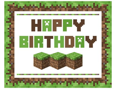 Minecraft Happy Birthday Cake Minecraft Party Free Printables