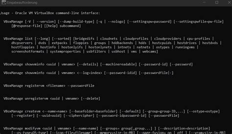 vboxmanage control virtualbox via cmd or powershell r commandline