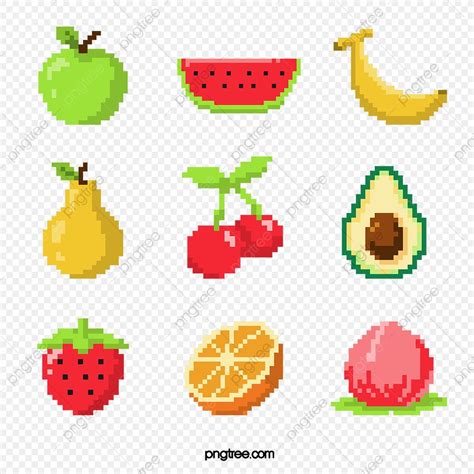 모자이크 픽셀 일러스트 과일 조합 픽셀 복숭아 배 Png 일러스트 및 Psd 이미지 무료 다운로드 Pngtree