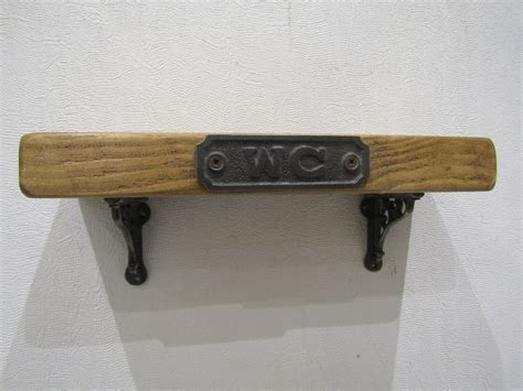 Handmade WC Washroom Toilet Wooden Shelf With Cast Iron Victorian Scroll Brackets Vintage Rustic