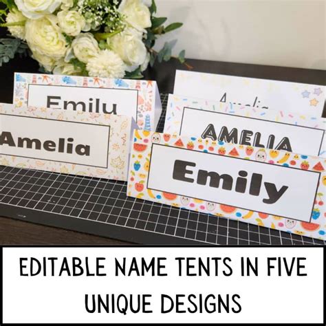 Editable Back To School Name Tent 5 Unique Designs Colorful Tent