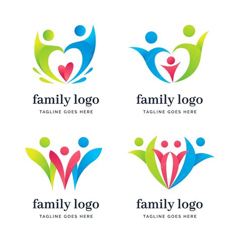 Colección De Logotipos Familiares Vector Premium