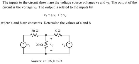 Solved The Inputs To The Circuit Shown Are The Voltage Chegg
