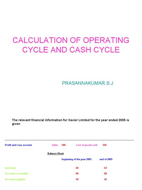 Calculation Of Operating Cycle And Cash Cycle Pdf