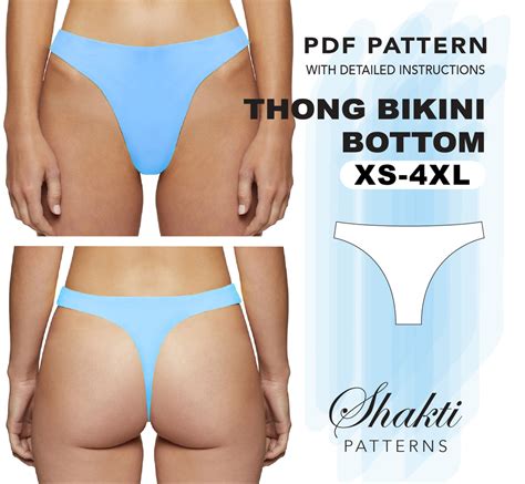 Thong Bikini Sewing Pattern Size Xs 4xl Instant Download Shakti