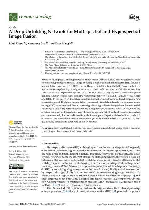 Pdf A Deep Unfolding Network For Multispectral And Hyperspectral Image Fusion