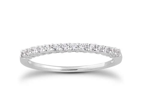 Shared Prong Diamond Wedding Ring Band With Airline In 14k White Gold