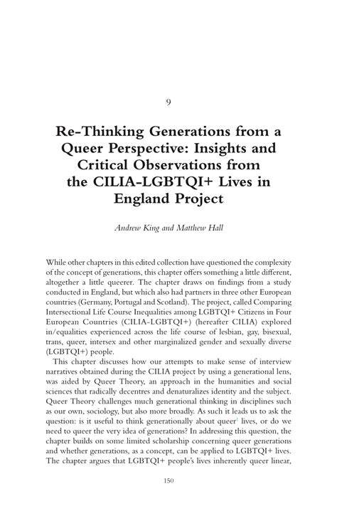 Pdf Re Thinking Generations From A Queer Perspective Insights And