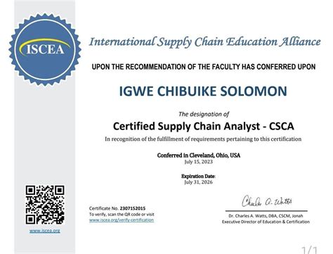 Supplychainanalyst Certificationachievement Iscea Arcpsm