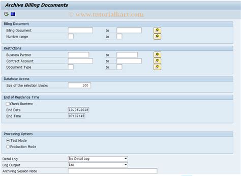FKKINVBILL ARCH SAP Tcode Archive Billing Documents