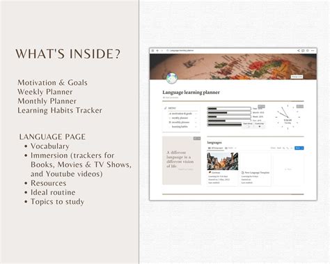 language learning planner notion template language notion planner