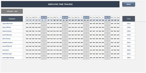 Employee Time Tracker Excel Template Employee Hour Tracker Employee Timesheet Staff Time