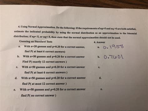 Solved 4 Using Normal Approximation Do The Following