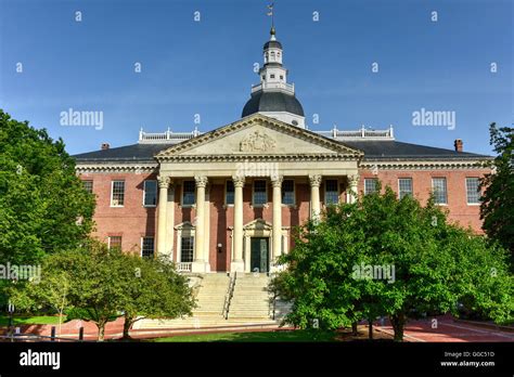 Maryland State Capital Building In Annapolis Maryland On Summer