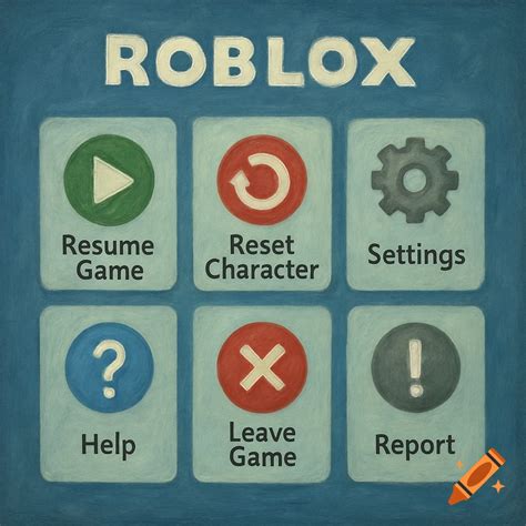 Classic Roblox Ui Menu With Buttons And Logo Rendered In A Textured