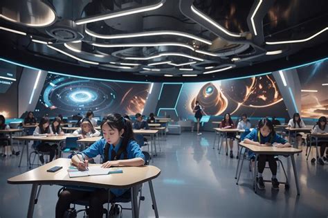Premium Ai Image Personalized Learning Pathways Adaptive Technology In Futuristic Classrooms