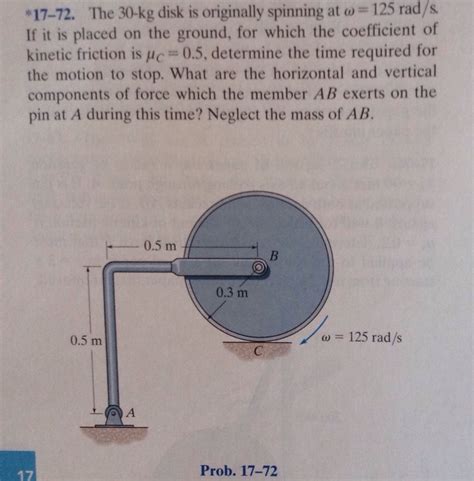 solved the 30 kg disk is originally spinning at w 125