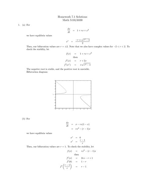 Homework 7 With Resolution Mathematical Biology I Math 5110 Docsity