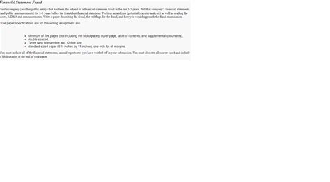 Solved Financial Statement Fraud Find A Company Or Other