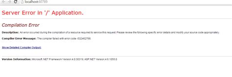 iis express giving a compilation error denies access to