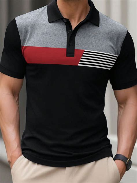 남성 대비 색상 심플 데일리 반팔 폴로 셔츠 Designer Clothes For Men Knitwear Men Mens