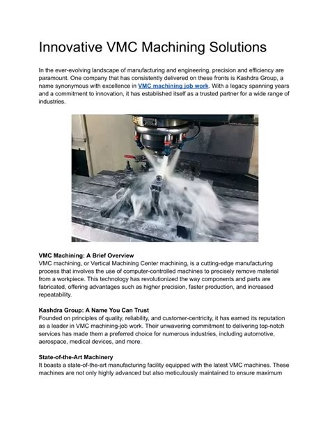 Ppt Innovative Vmc Machining Solutions Powerpoint Presentation Free