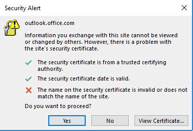 SSL Certificate Warning In Outlook Edge Threat Management Support Arista