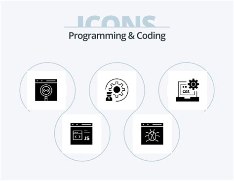 programming and coding glyph icon pack 5 icon design development