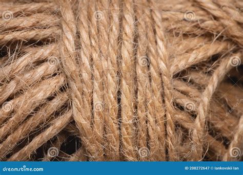 Natural Jute Twine Macro Photography Jute Thread Texture A Coil Of