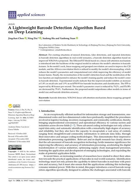 a lightweight barcode detection algorithm based on deep learning pdf