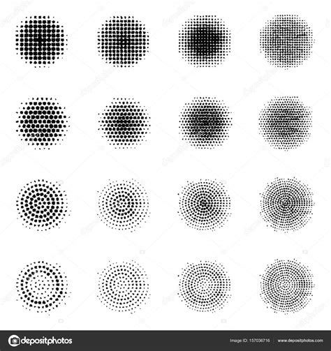 Set Of Halftone Circles Isolated On White Backgroundcollection Of