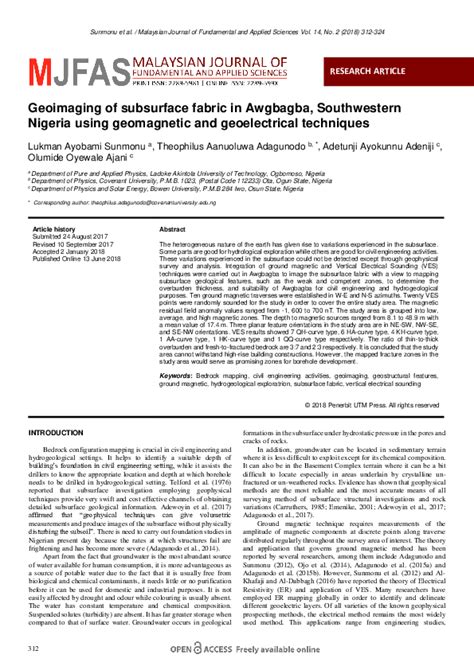 Pdf Geoimaging Of Subsurface Fabric In Awgbagba Southwestern Nigeria