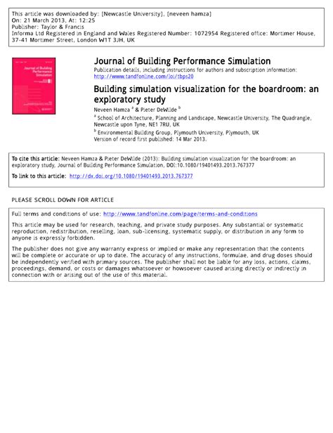 PDF Building Simulation Visualization For The Boardroom An Exploratory Study
