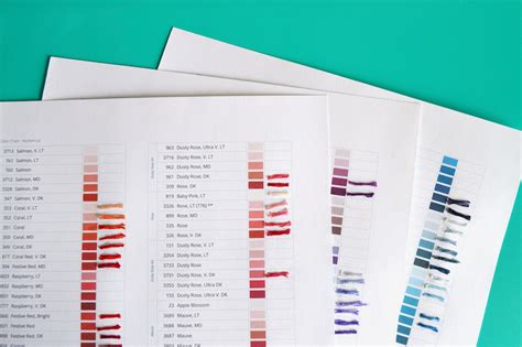Printable DMC Color Chart PDF Download Etsy