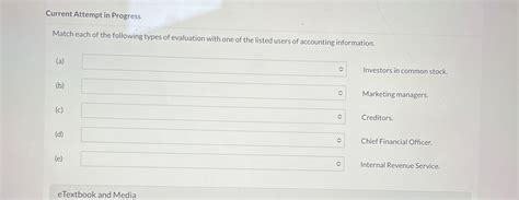 Solved Current Attempt in ProgressMatch each of the | Chegg.com