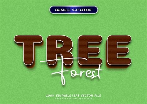 Premium Vector | Tree forest text effect editable font style
