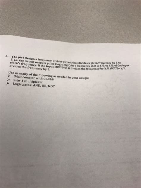 Solved Design A Frequency Divider Circuit That Divides A Chegg