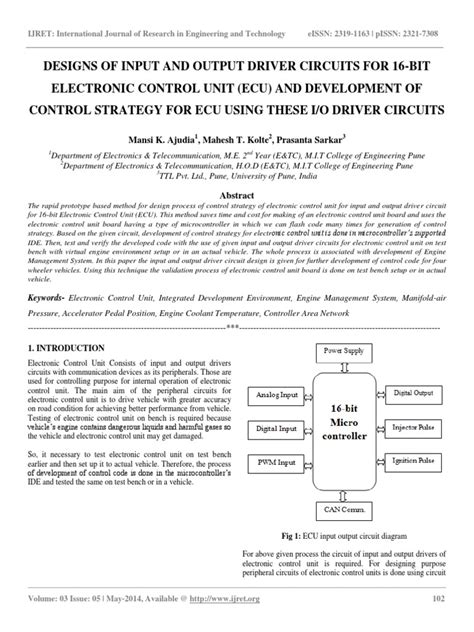 (PDF) Designs of Input and Output Driver Circuits for 16-Bit Electronic Control Unit (Ecu) and ...