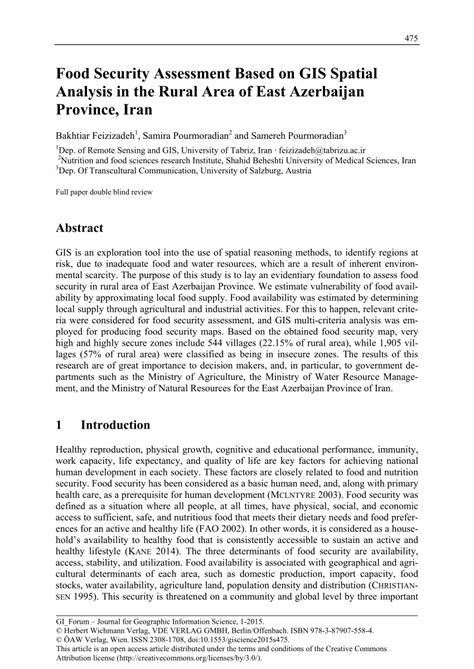 Pdf Food Security Assessment Based On Gis Spatial Analysis In The Rural Area Of East