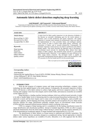 Automatic fabric defect detection employing deep learning | PDF