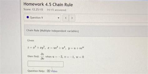 Solved Chain Rule Multiple Independent Variables Given