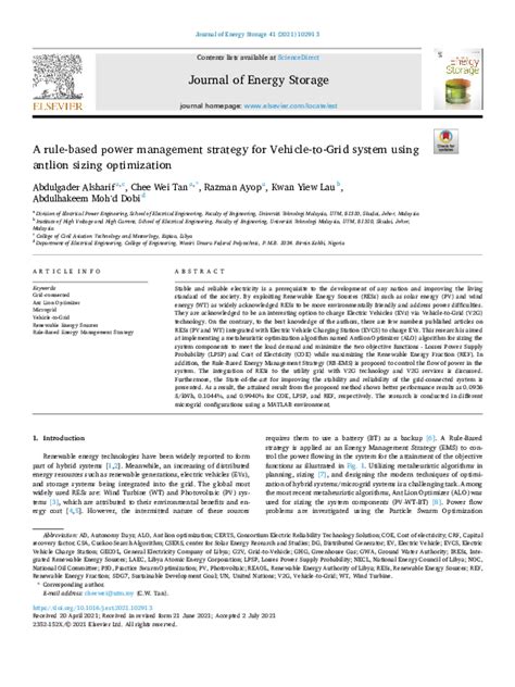 Pdf A Rule Based Power Management Strategy For Vehicle To Grid System