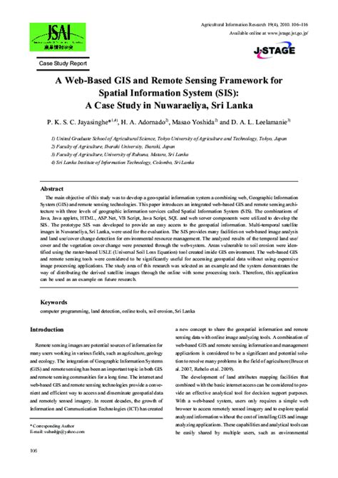 Pdf A Web Based Gis And Remote Sensing Framework For Spatial