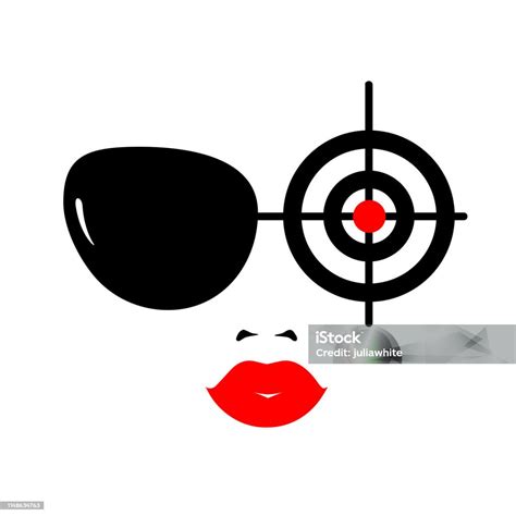 선글라스와 대상을 가진 아름 다운 젊은 여자 비밀 요원 스파이 경찰관 탐정 또는 경비원 여성 캐릭터 얼굴입니다 벡터 일러스트